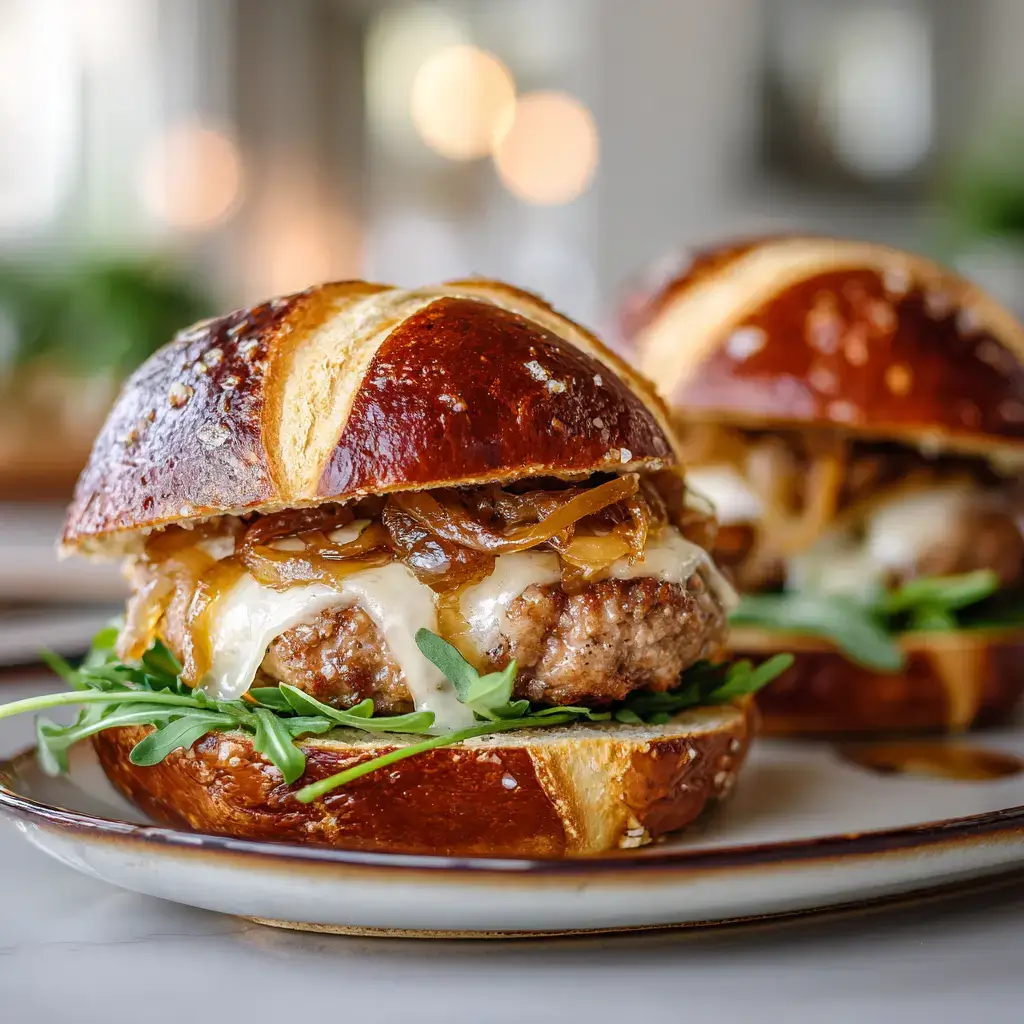 Oktoberfest Pretzel Bun Beer Cheese Burger | Healthy By Fork
