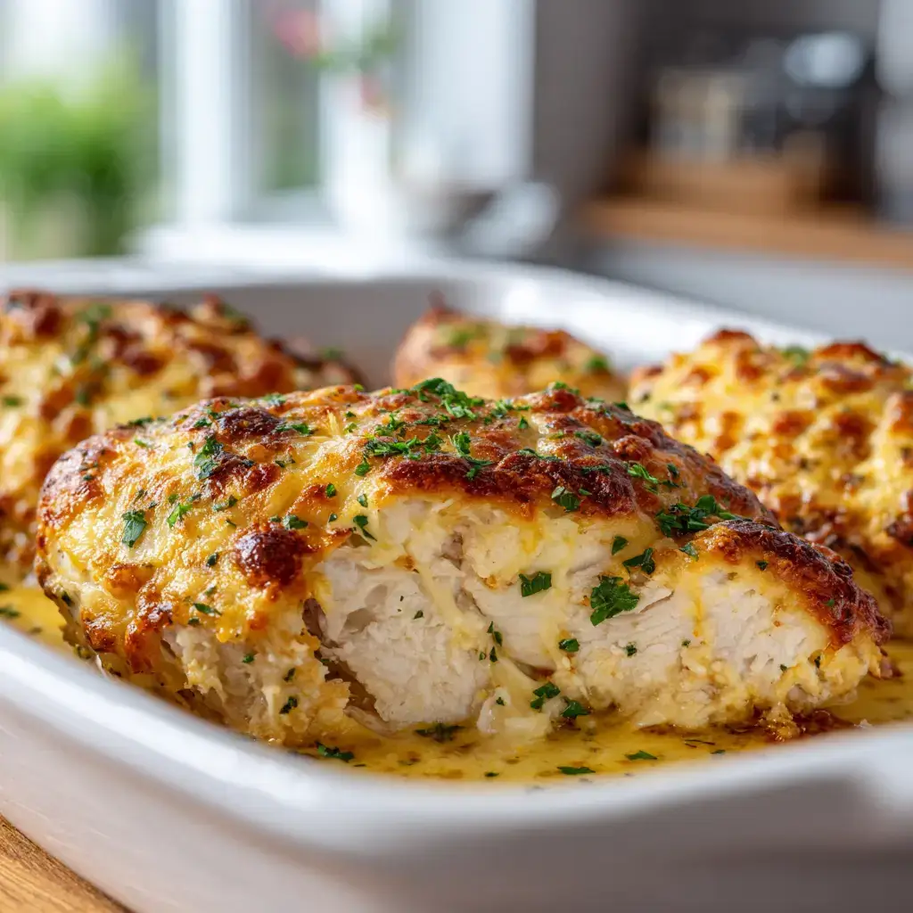 Tender Baked Chicken with Creamy Parmesan Coating