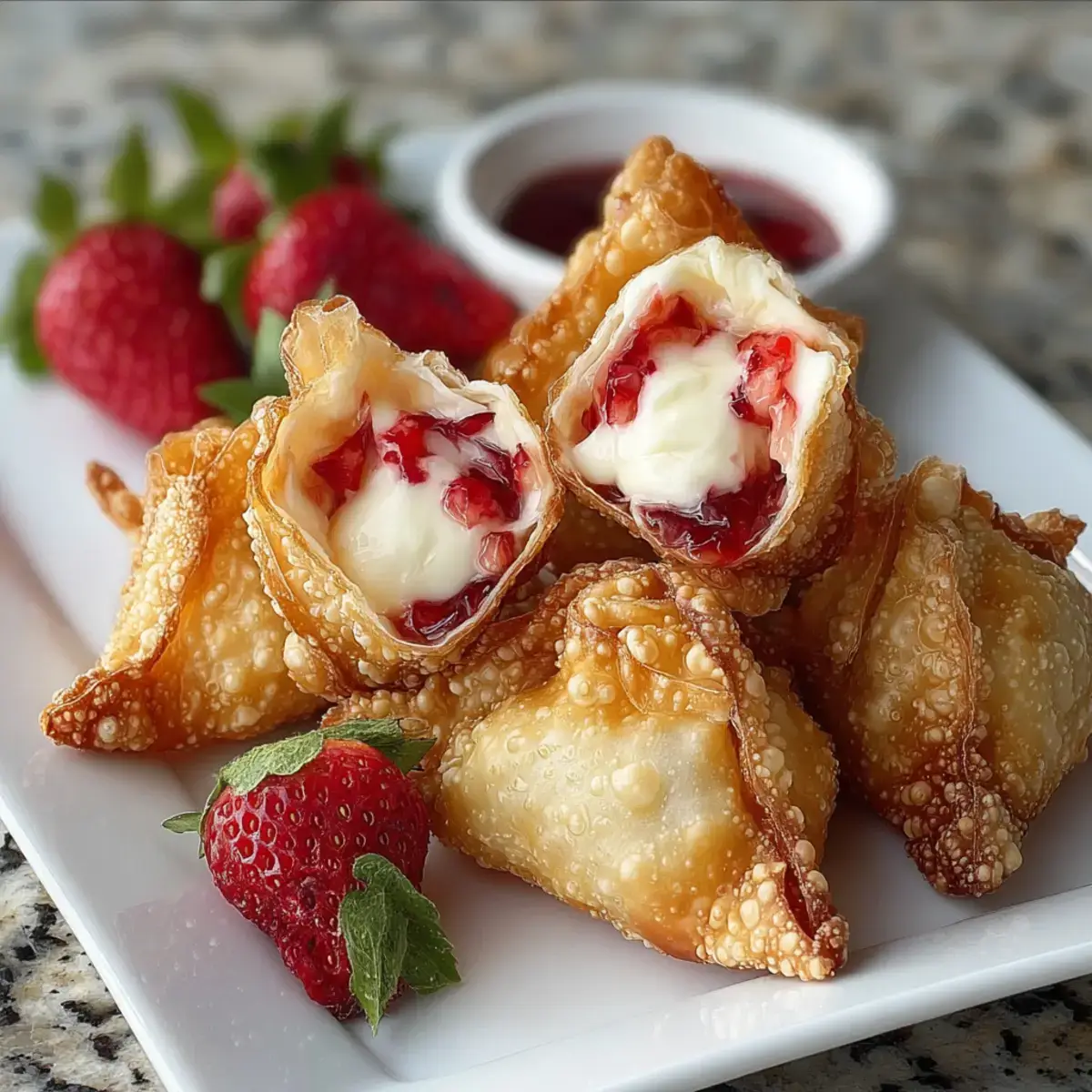 Deep Fried Strawberry Cheesecake Wonton Bites Recipe