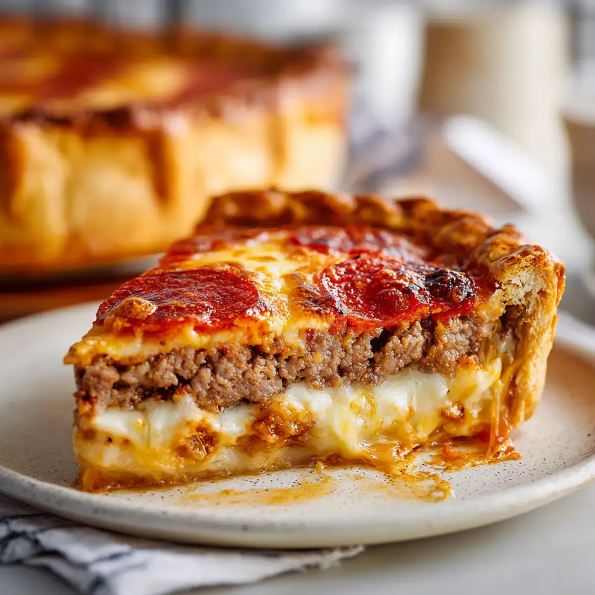 Deep Hamburger Beef Sausage and Pepperoni Pie