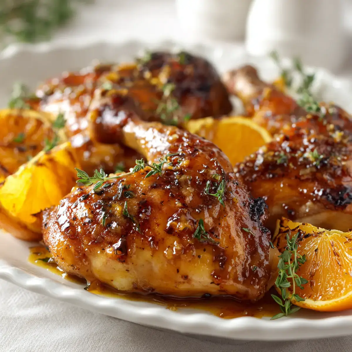 Maple Orange Glazed Chicken Quarters