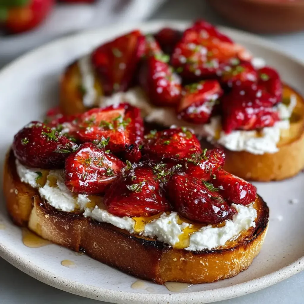Roasted Strawberry Whipped Ricotta Toast